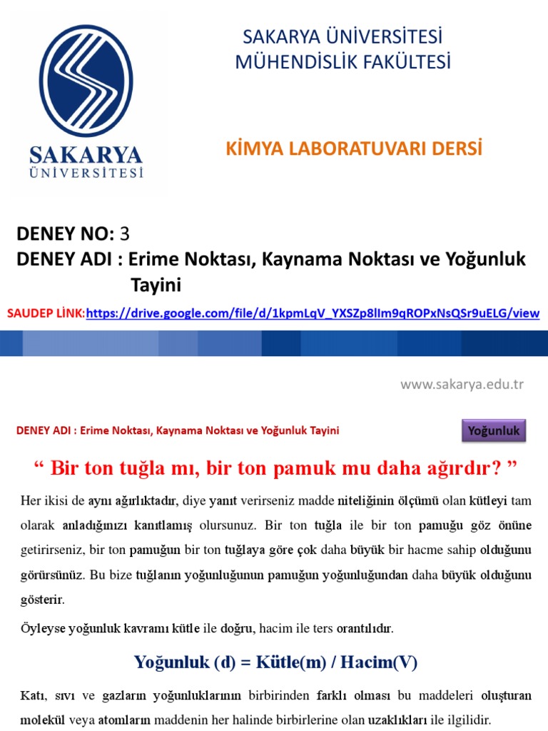 Deney - 3 - Erime Noktası - Kaynama - Noktası - Ve - Yogunluk - Tayini - V - 2021 | PDF