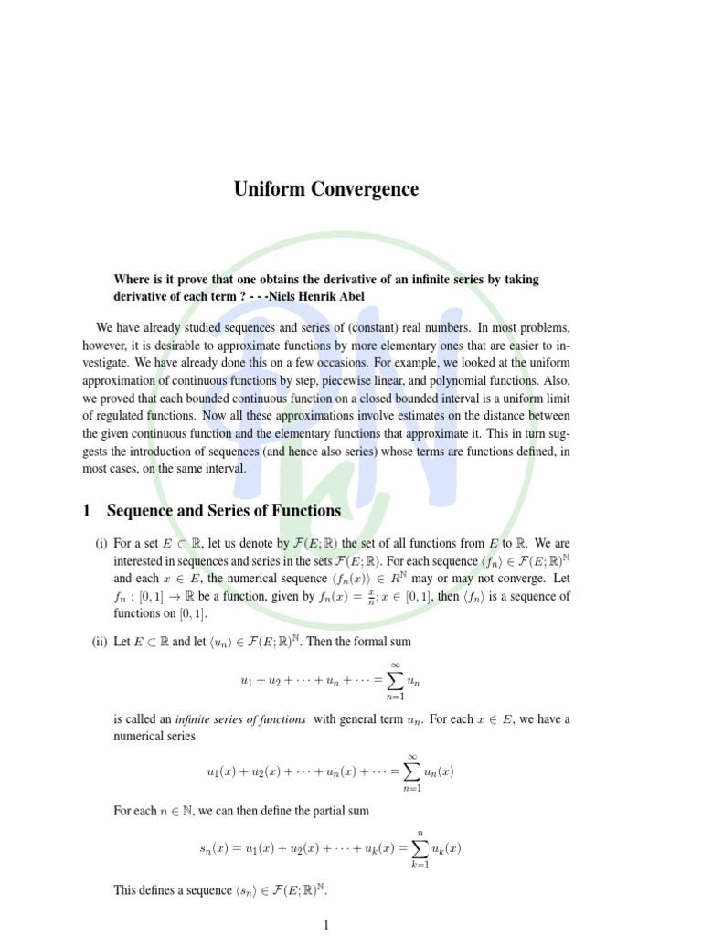 Uniform Convergence | PDF | Series (Mathematics) | Sequence
