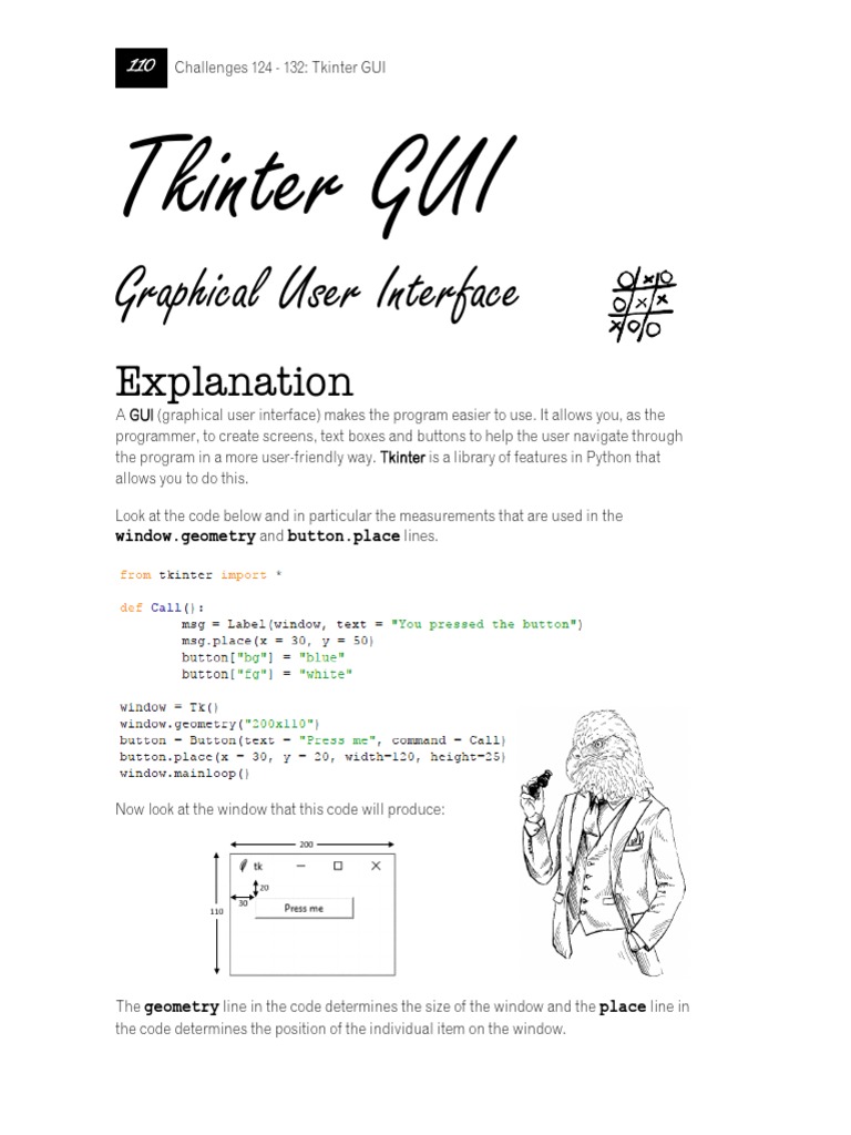 Tkinter GUI Challenges Guide | PDF | Graphical User Interfaces | Button (Computing)
