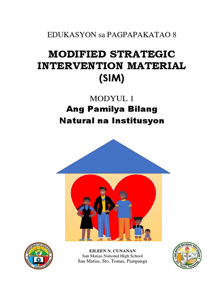 ESP 8 SIM Modyul 1 - Ang Pamilya Bilang Natural Na Institusyon | PDF