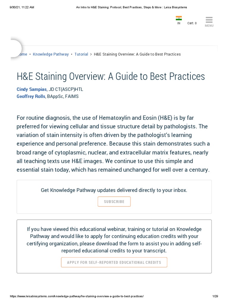 H&E Staining Overview: A Guide To Best Practices:, JD CT (Ascp) HTL ...