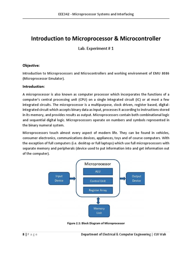 Lab 1 - Introduction To 8086 Microprocessor Emulator | PDF | Microprocessor | Microcontroller