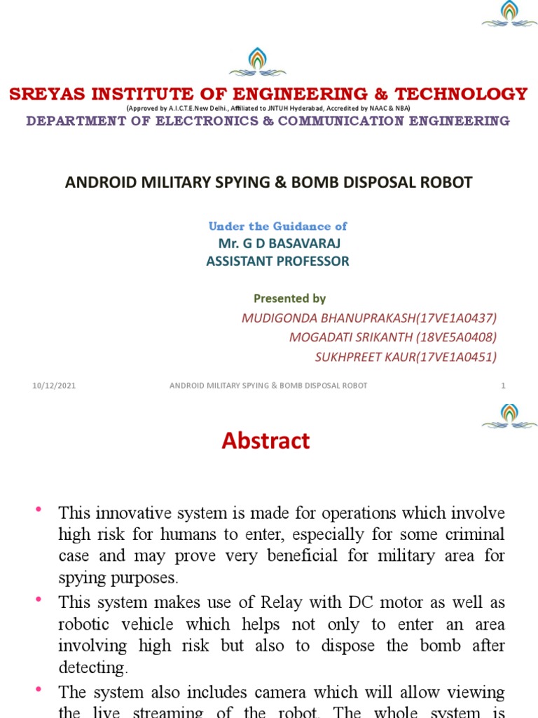Android Military Spying & Bomb Disposal Robot 11111111111111 | PDF ...
