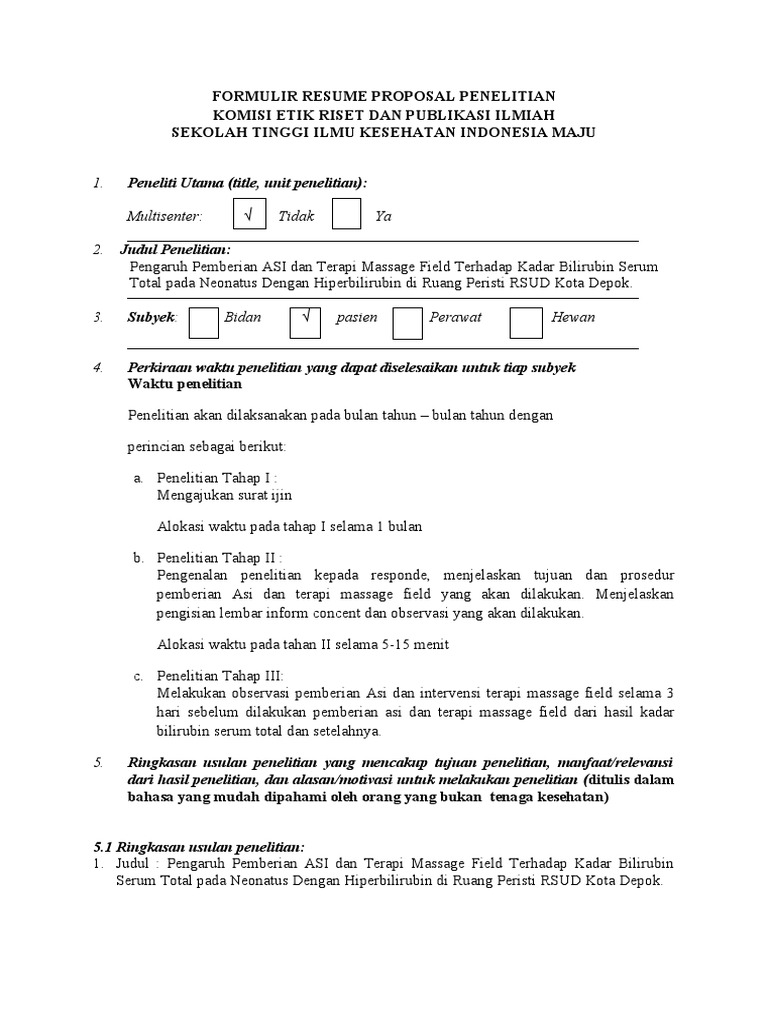 Form Resume Proposal Revisi | PDF