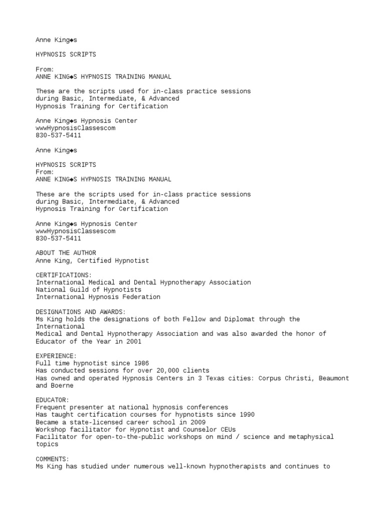 Hypnosis Scripts | PDF | Hypnosis | Relaxation (Psychology)