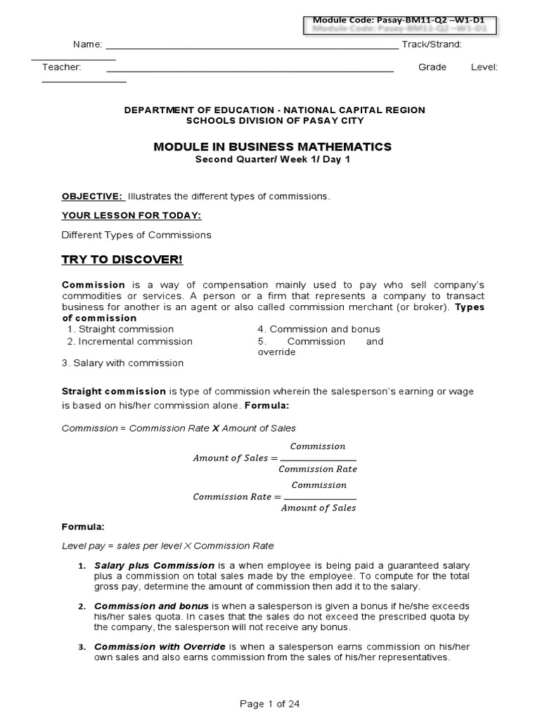 Business Math: Types of Commissions | PDF | Payments | Credit Card