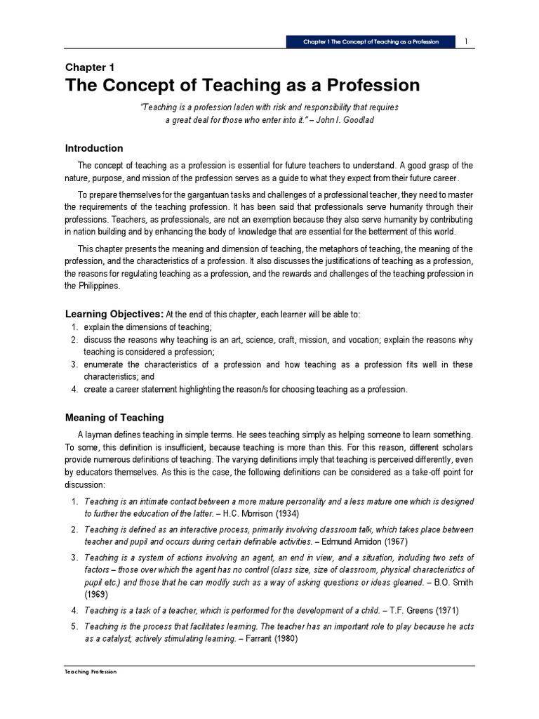 Understanding Teaching as a Profession | PDF | Teachers | Profession