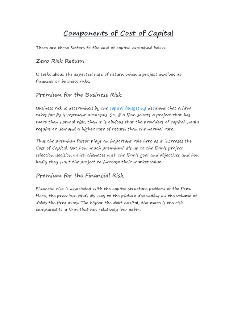 Components of Cost of Capital | PDF