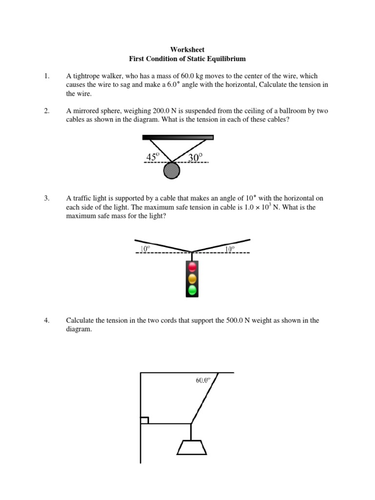 Static Equilibrium Tension Calculations | PDF