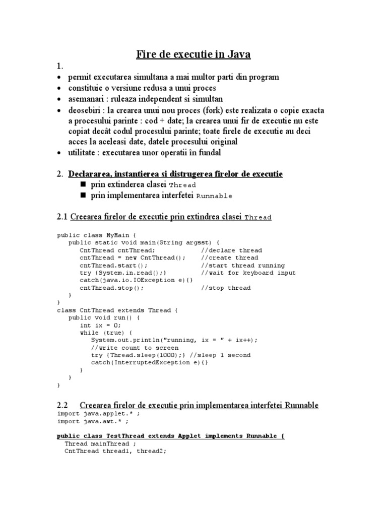 Fire de Executie in Java: Ghid Complet | PDF | Computer Programming ...