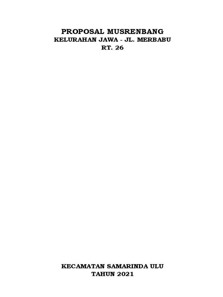 Proposal Musrenbang RT 26 Tahun 2021 | PDF