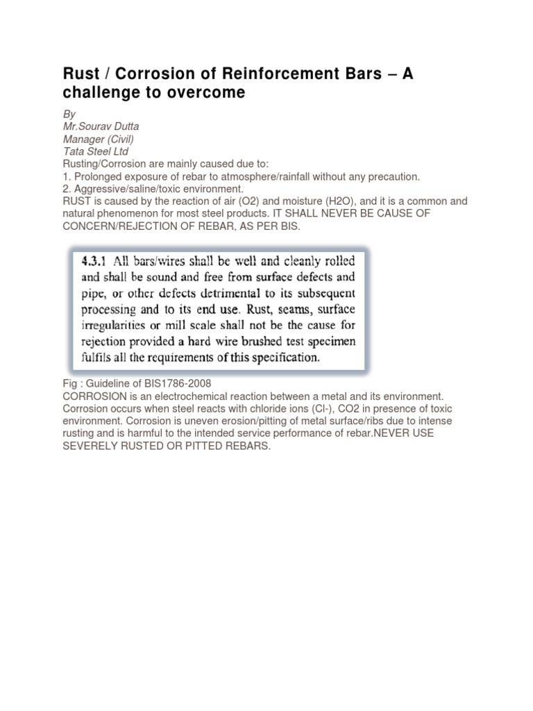 Rust in Reinforcement Bars | PDF | Concrete | Rust