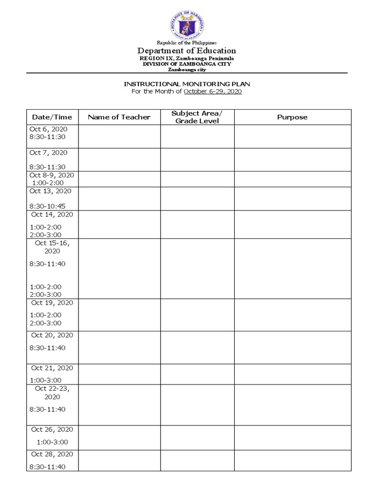 1.1 Instructional Monitoring Plan Imp Imr | PDF | Educational ...