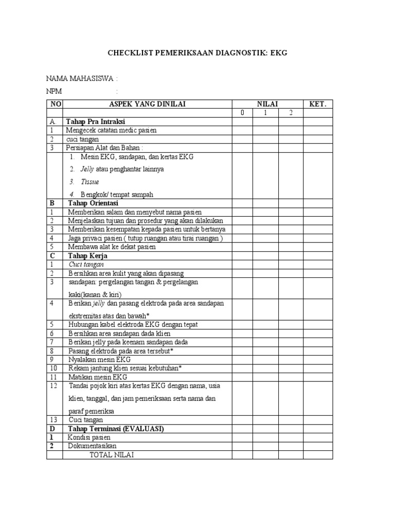 Checklist Pemeriksaan Ekg | PDF