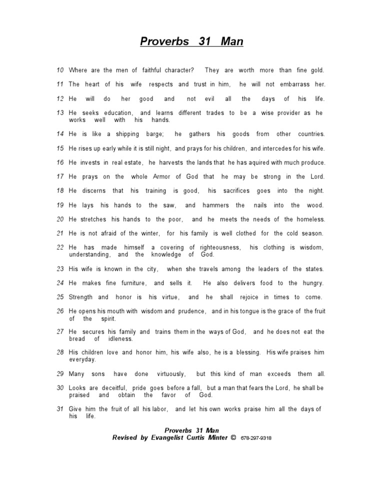 Proverbs 31 Man | PDF | Wisdom | Religious Behaviour And Experience
