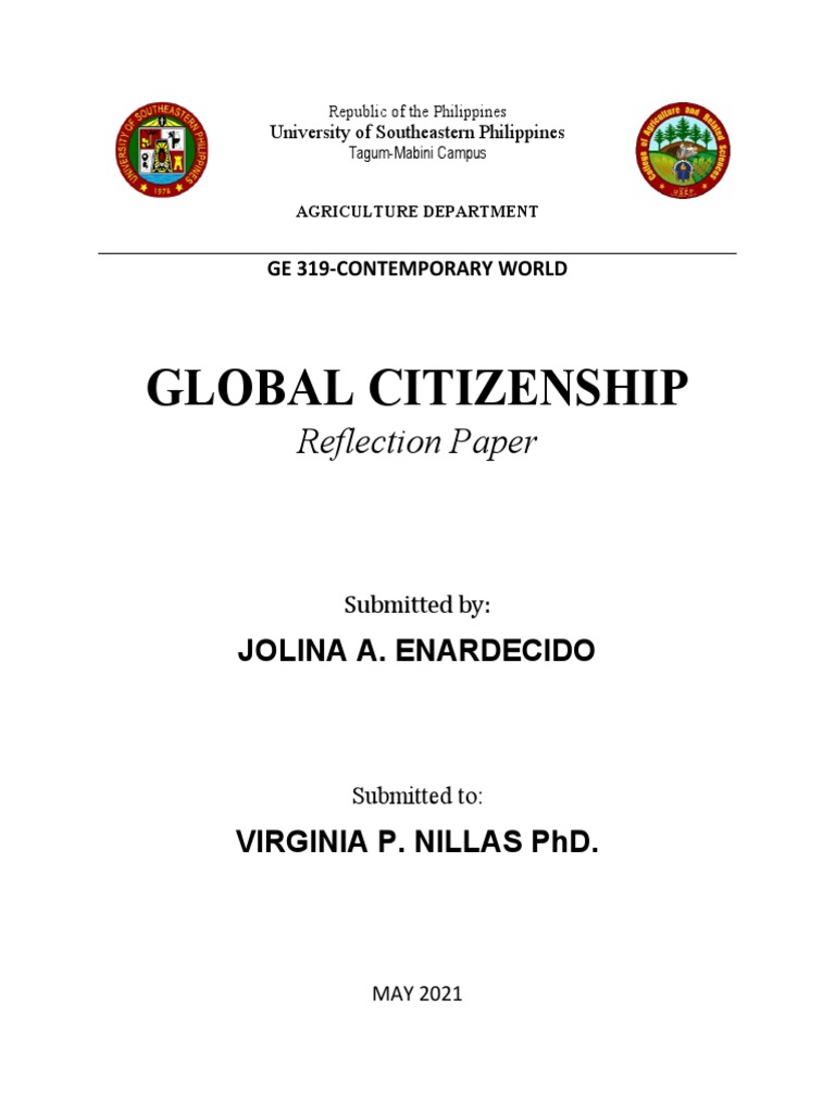 Global Citizenship: Reflection Paper | PDF | Citizenship