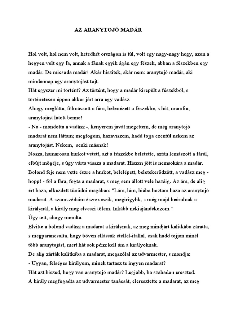 Az Aranytojó Madár | PDF