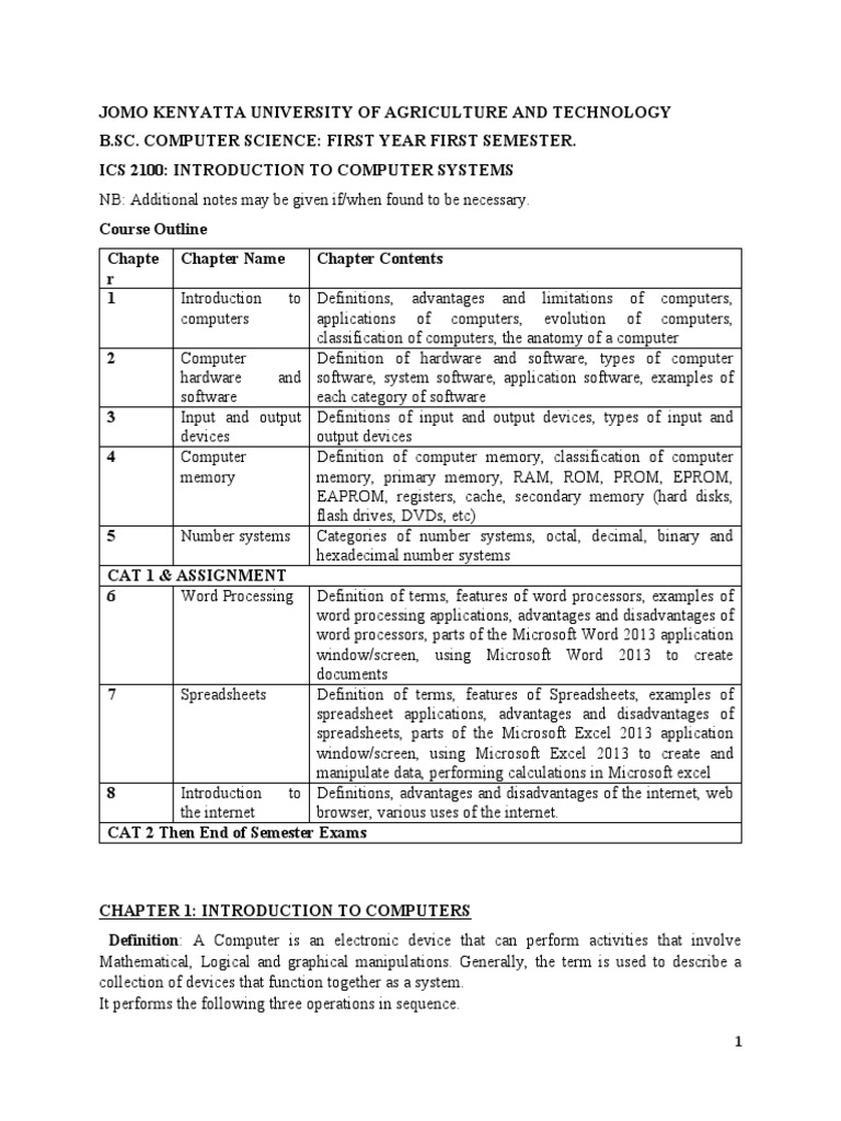 ICS 2100 Chapters 1 and 2 | PDF | Computer Data Storage | Operating System