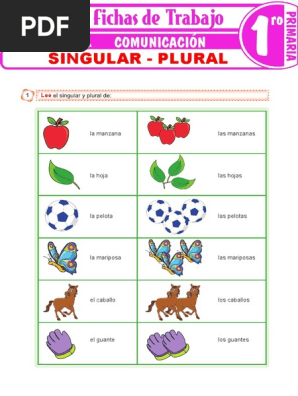 Ficha De Singular Y Plural Para Primero De Primaria Fichas Para