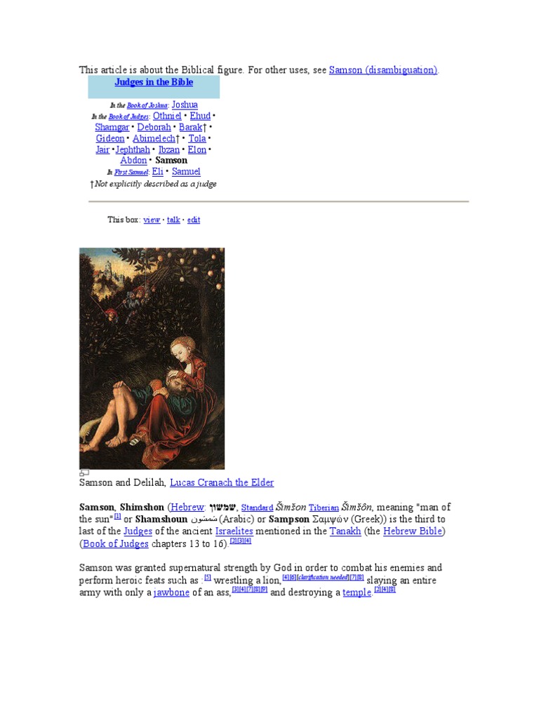 Samson | PDF | Samson | Hebrew Bible People