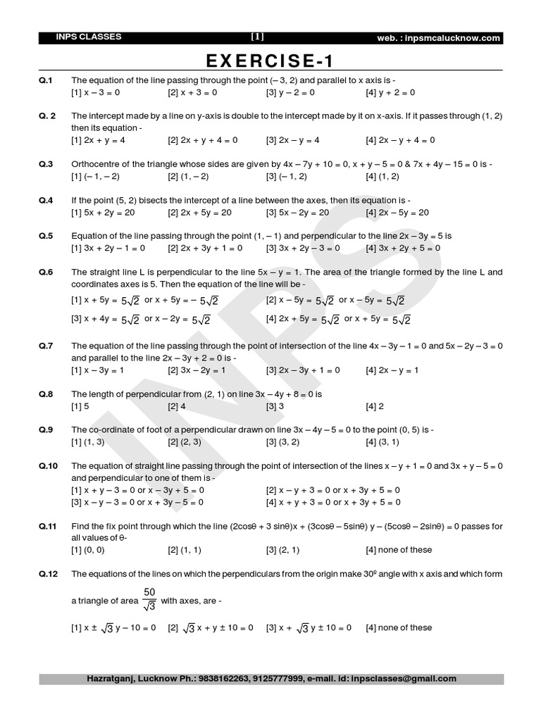 Assignment Straight Line | PDF | Line (Geometry) | Triangle