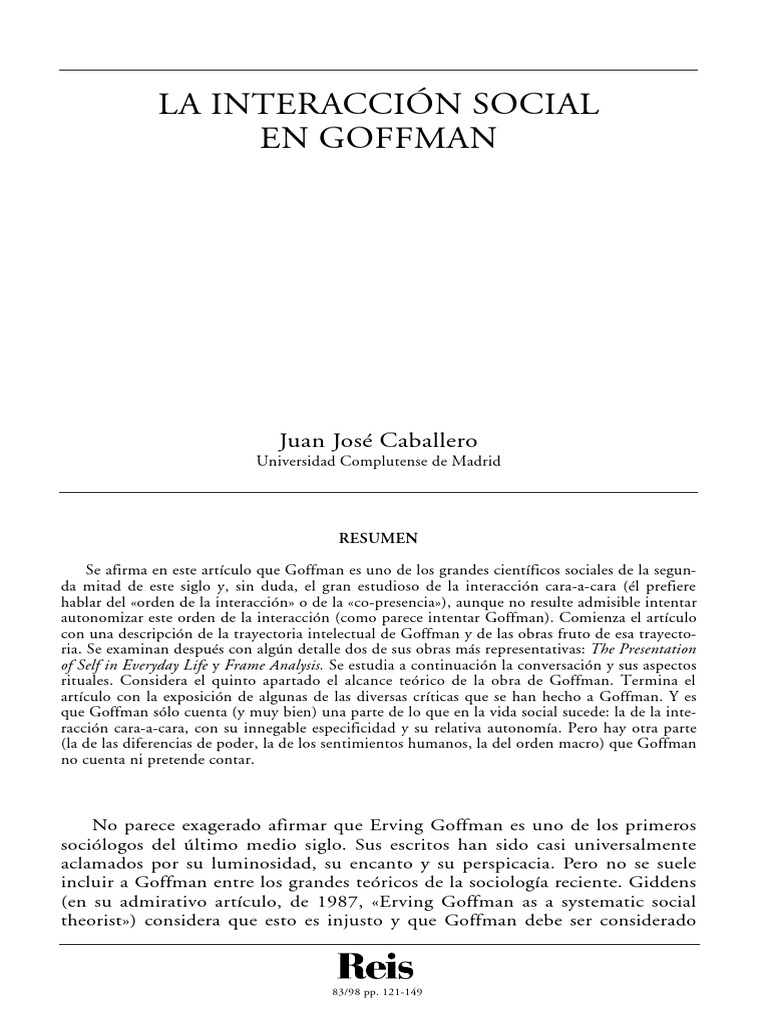 Goffman y la Interacción Social | PDF | Filosofía | Ficción general