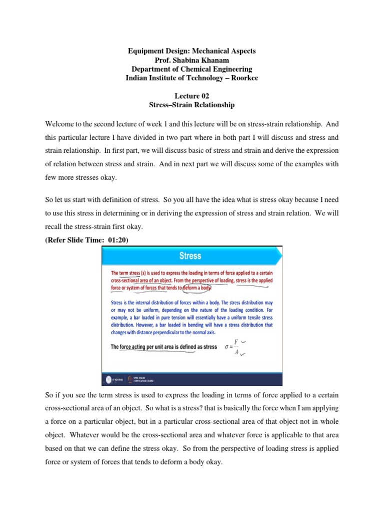 Stress-Strain Relationship Lecture | PDF | Deformation (Engineering ...