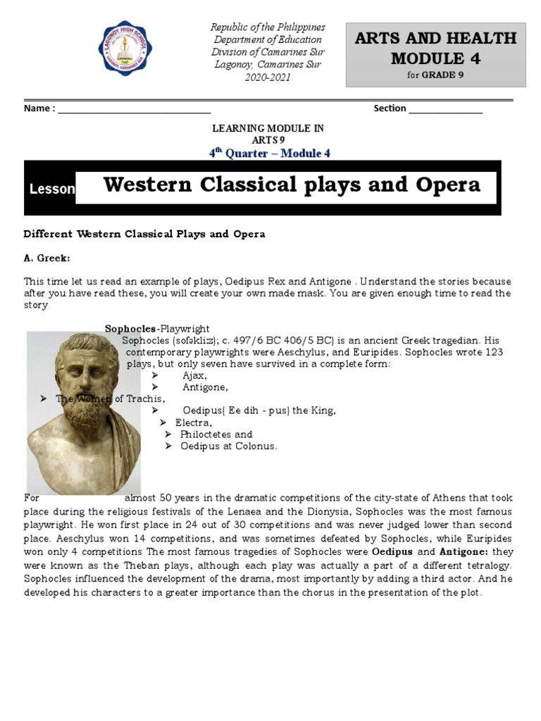 Arts - Health 9 - Quarter 4 Module 4 | Download Free PDF | Sophocles ...
