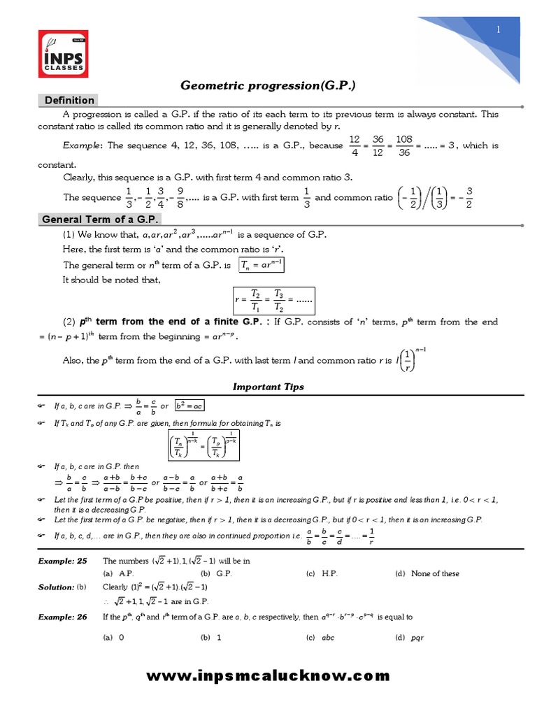 GP Sheet | Download Free PDF | Algebra | Mathematical Analysis
