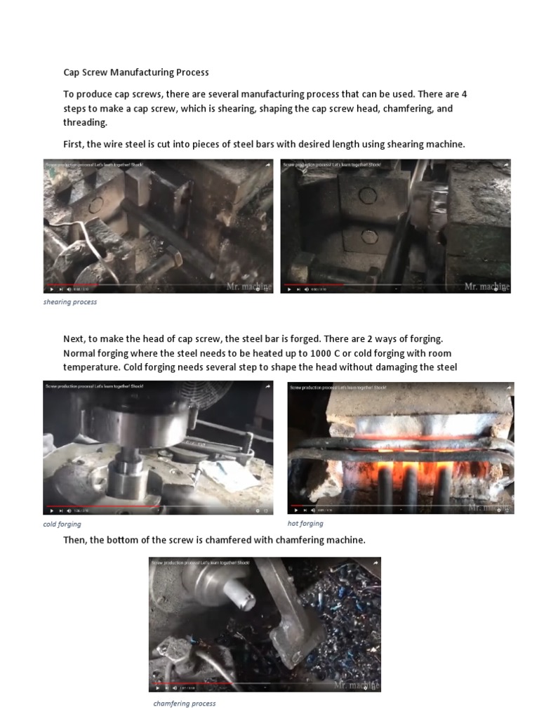 Cap Screw Manufacturing Steps Explained | PDF | Home & Garden | Computers