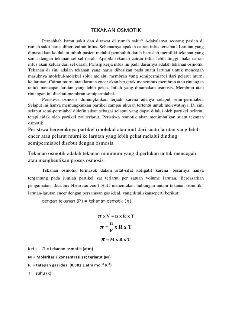 Cairan Infus dan Tekanan Osmotik Isotonik | PDF