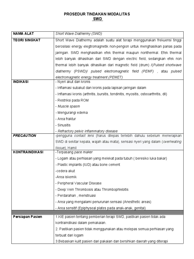 Swd-Prosedur Tindakan Modalitas | PDF