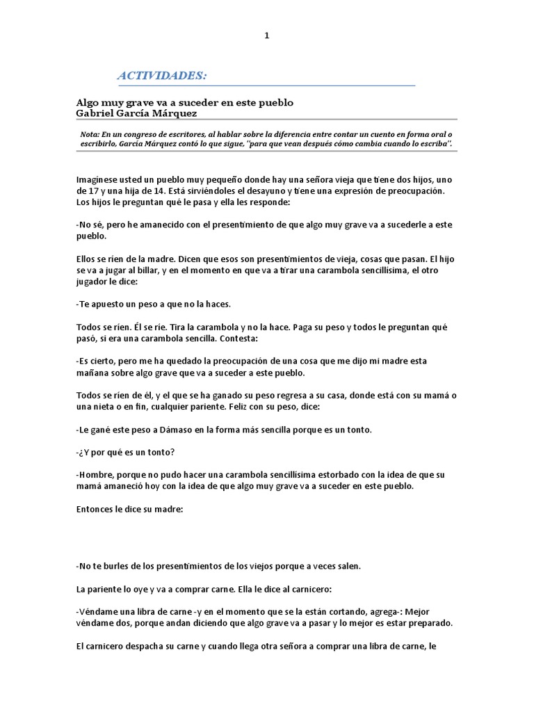 Algo Muy Grave Va A Suceder en Este Pueblo. | PDF