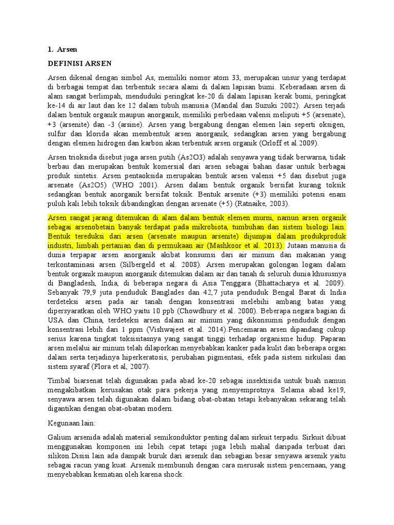 Definisi dan Sifat Kimia Arsen | PDF | Kajian Bahasa Asing | Sains ...