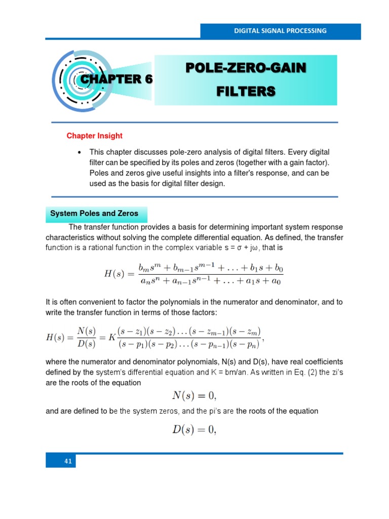Pole-Zero-Gain Filters: Chapter Insight | PDF | Damping | Complex Number