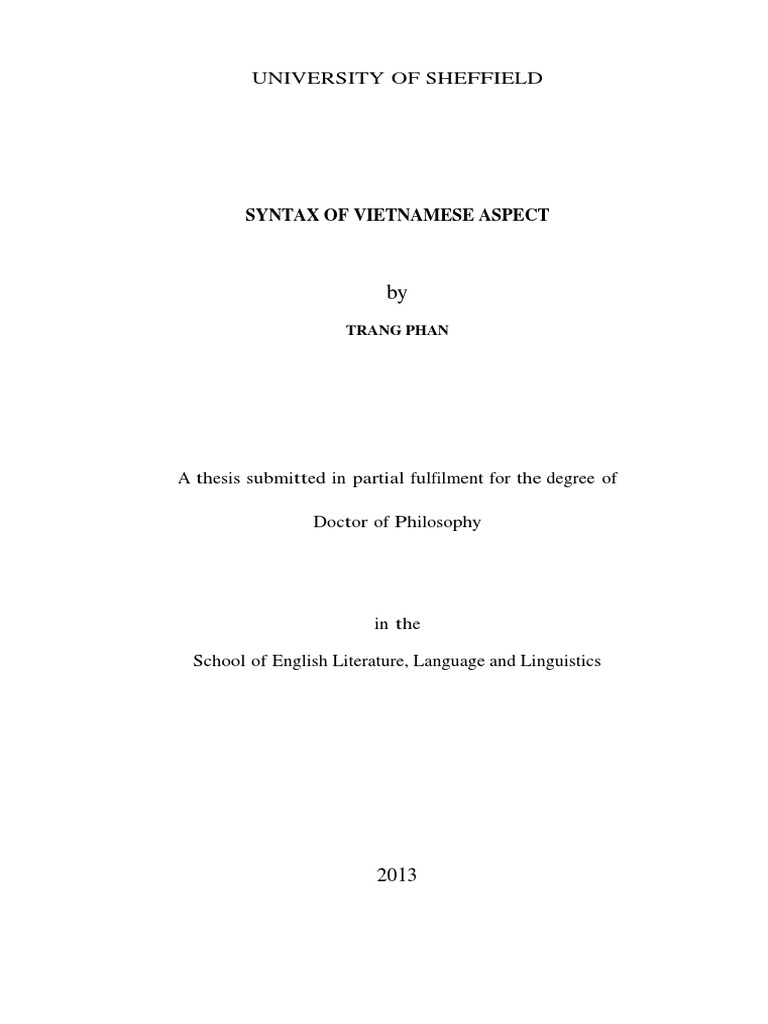 Syntax of Vietnamese Aspect PHD Universi | PDF | Lexical Semantics | Syntax