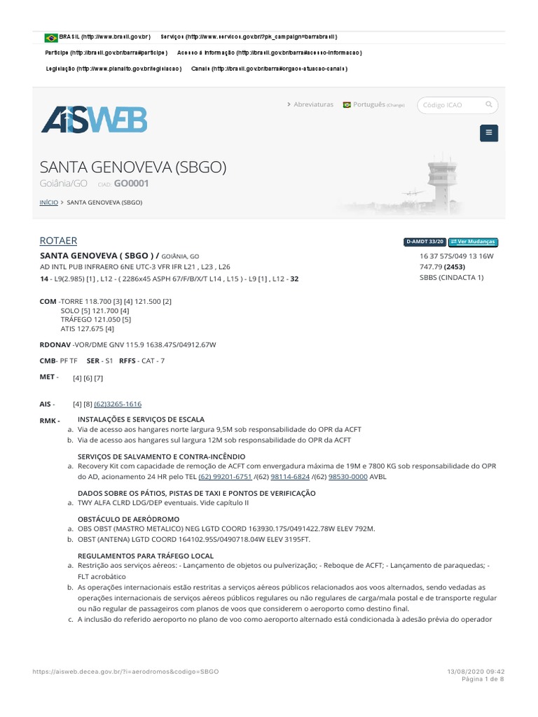 AISWEB - Informações Aeronáuticas Do Brasil 2 | PDF | Aeroporto | Aeronave