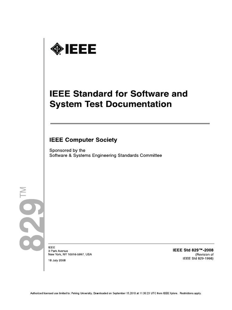 IEEE 829-2008 Test Documentation Standard | PDF | Software Engineering ...