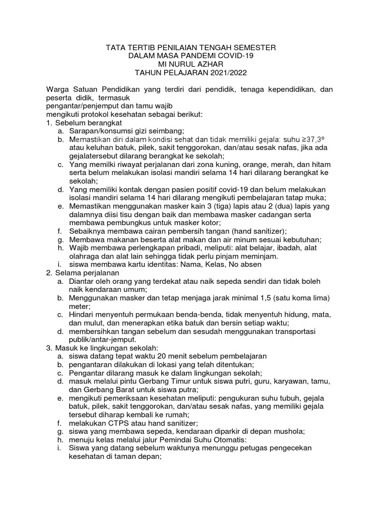 Tata Tertib Penilaian Tengah Semester | PDF