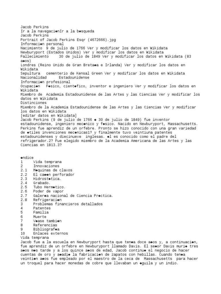 Jacob Perkins: Innovador y Padre del Refrigerador | PDF | Viajes y ...