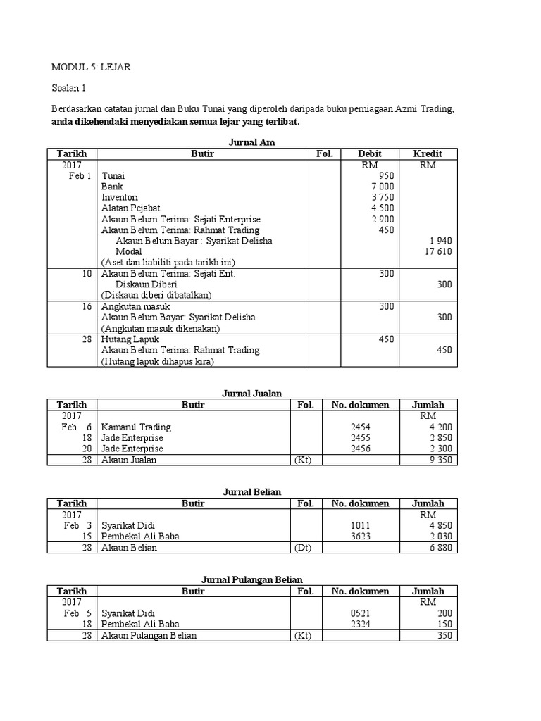 Latihan Lejar 1 | PDF