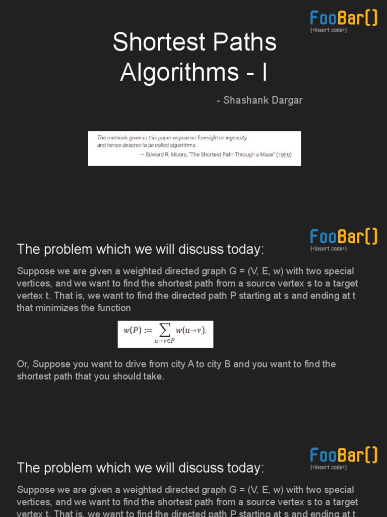 Shortest Paths Algorithms - I | PDF | Combinatorics | Applied Mathematics