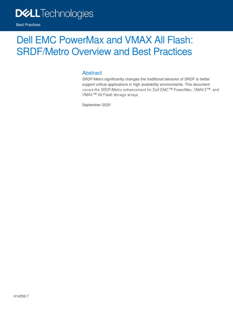 h14556 Dell Emc Powermax Vmax All Flash SRDF Metro Overview Best ...