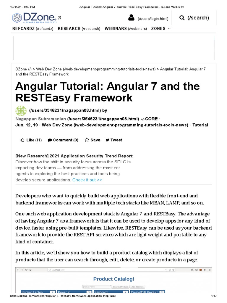 Angular Tutorial - Angular 7 and The RESTEasy Framework - DZone Web Dev ...