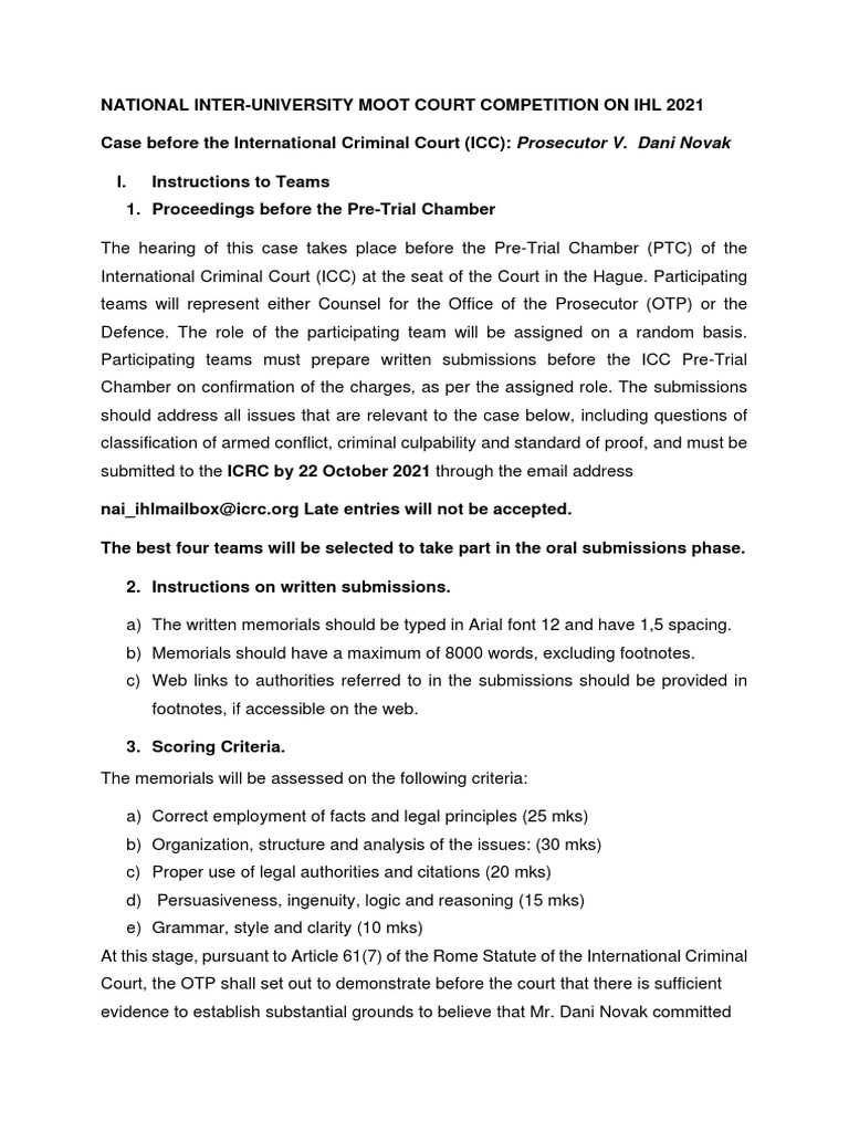 National IHL Moot Court Competition Case Study | PDF | International ...