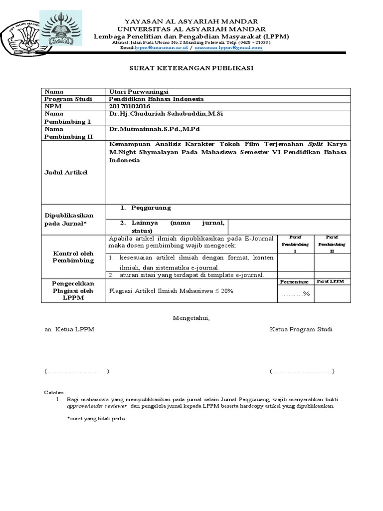 Surat Keterangan Publikasi | PDF