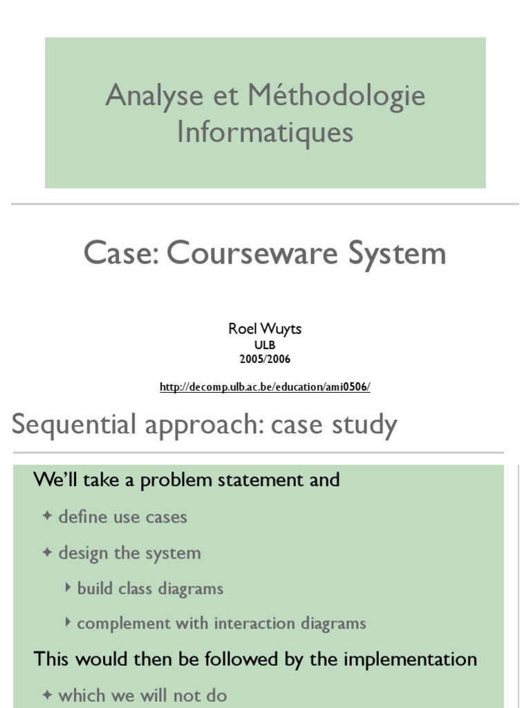 Analyse Et Méthodologie Informatiques: Case: Courseware System | PDF | Use Case | Computing