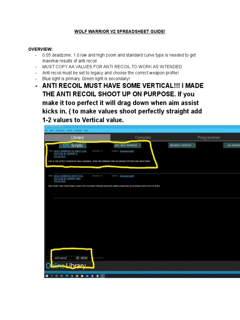 Wolf Warrior V2 Spreadsheet Guide - Anti Recoil & Aim Assist Values | PDF