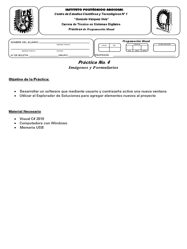 Práctica 4. PictureBox y Form | PDF | Usuario (informática) | Microsoft