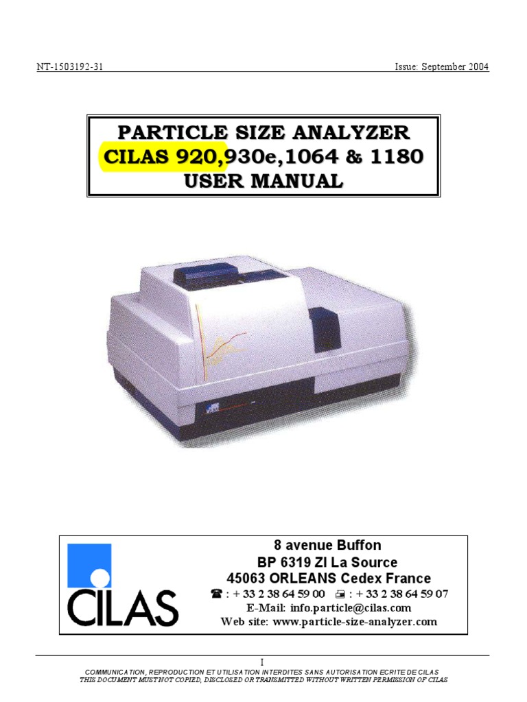 CILAS User Manual | PDF | Diffraction | Mean